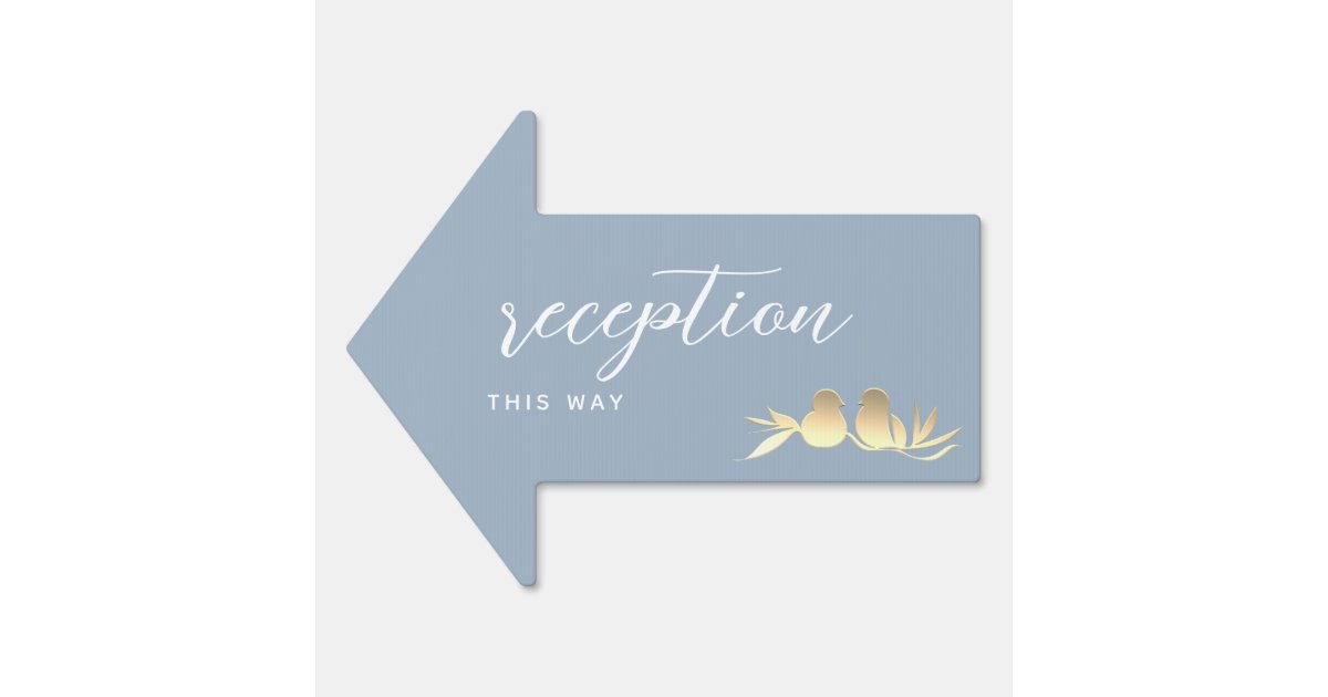 Dusty Blue Wedding Reception Arrow Sign | Zazzle