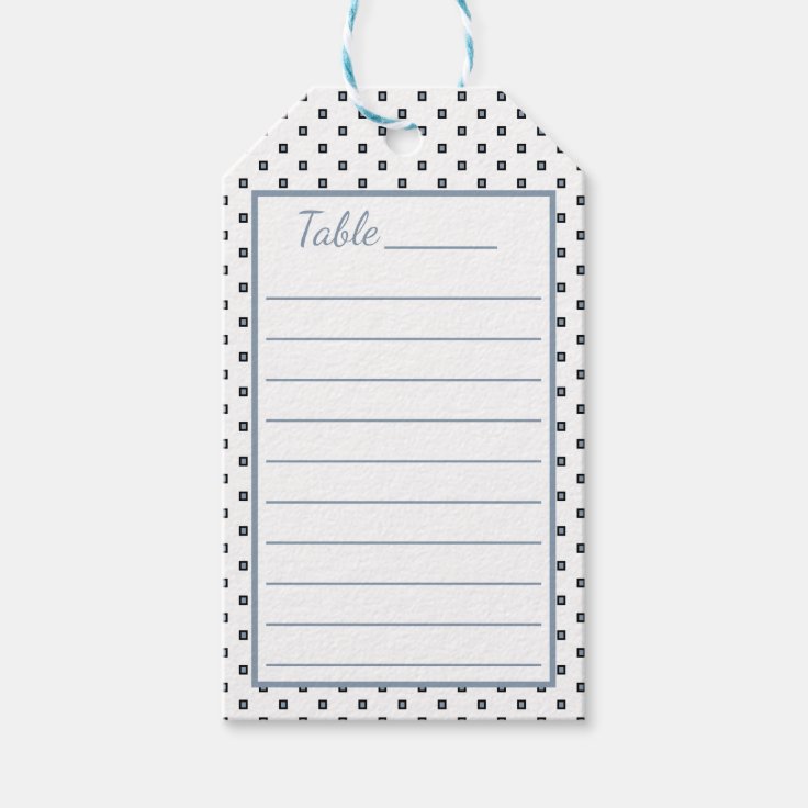 Dusty Blue Wedding Reception Table Seating Gift Tags | Zazzle
