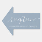 Dusty Blue Wedding Reception This Way Arrow Sign | Zazzle