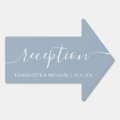 Dusty Blue Wedding Reception This Way Arrow Sign | Zazzle