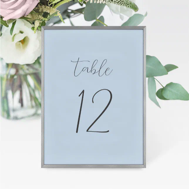 Dusty Blue Wedding Table Number Card | Zazzle