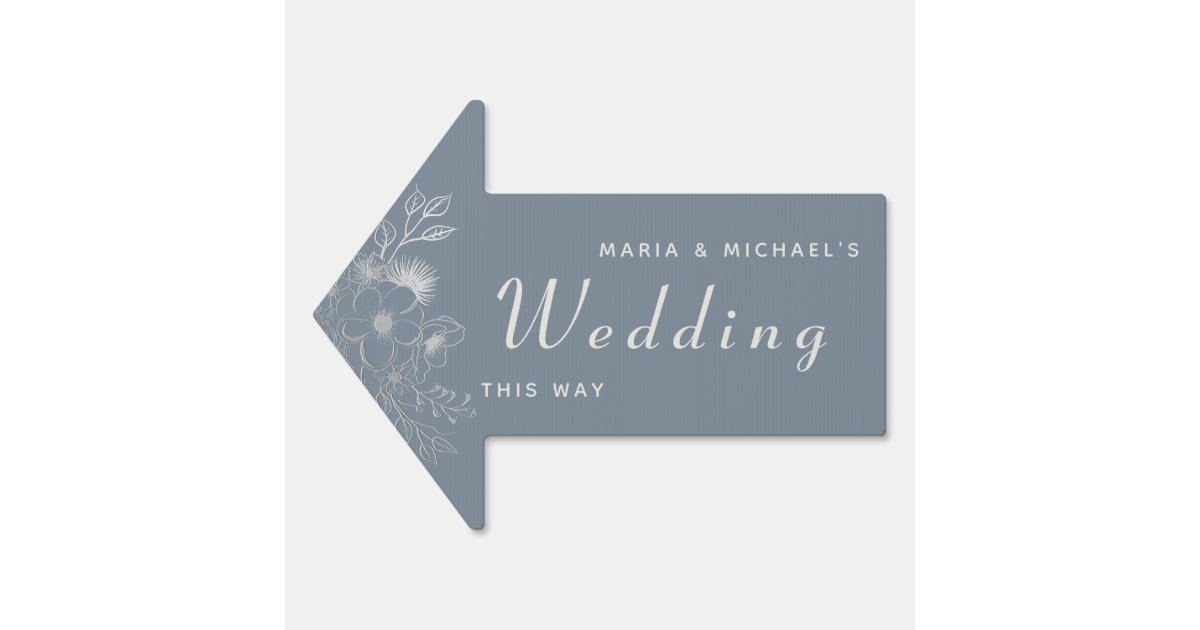 Dusty Blue Wedding This Way Arrow Sign | Zazzle