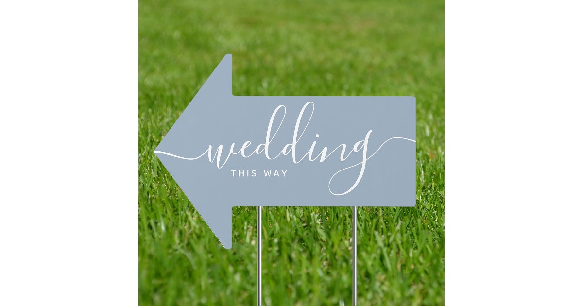 Dusty Blue Wedding This Way Direction Sign | Zazzle