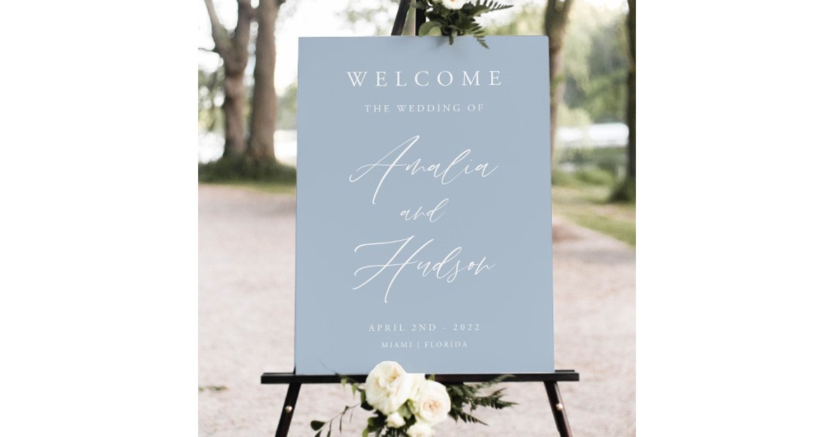 Dusty Blue Welcome Sign, Dusty Blue Wedding Bridal Foam Board | Zazzle