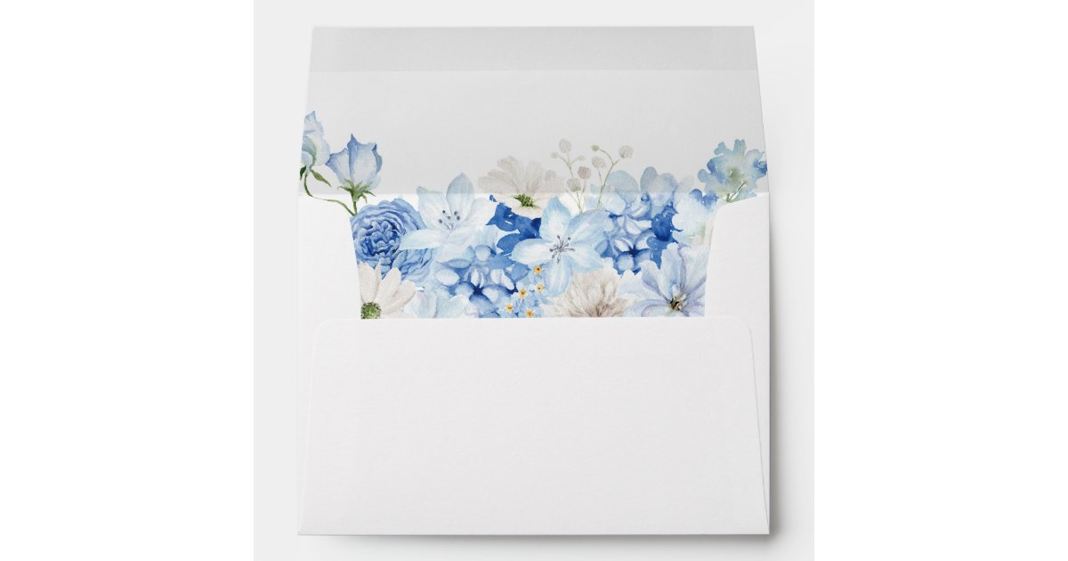 Dusty Blue & White Floral Envelope | Zazzle