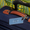 Dusty blue white monogrammed luggage tag | Zazzle
