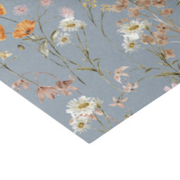 Dusty Blue Wildflower Boho Bloom Garden Boho Tissue Paper | Zazzle