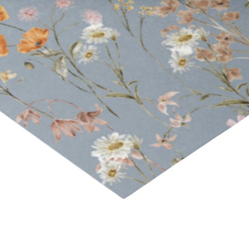 Dusty Blue Wildflower Boho Bloom Garden Boho Tissue Paper | Zazzle
