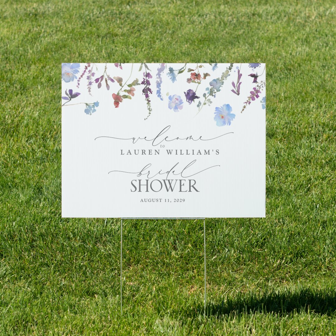 Dusty Blue Wildflower Bridal Shower Welcome Sign | Zazzle