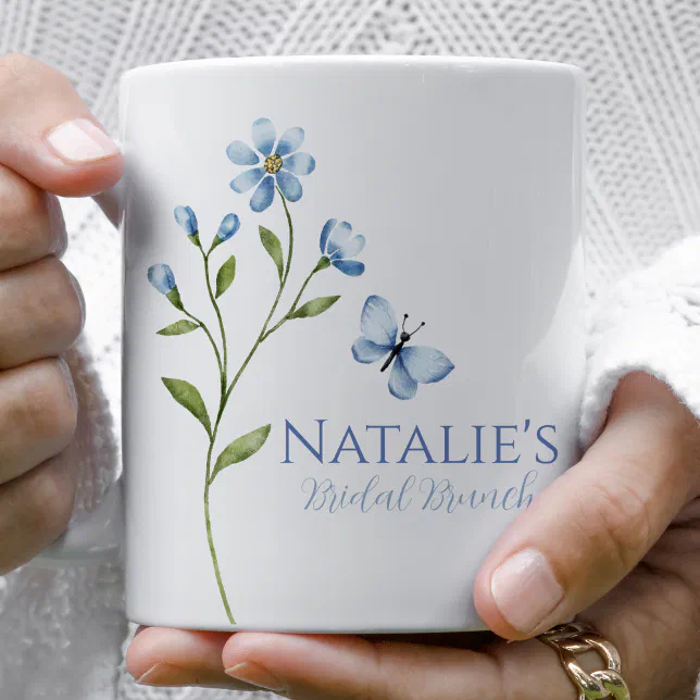 Dusty Blue Wildflower Personalized Bridal Shower Coffee Mug | Zazzle