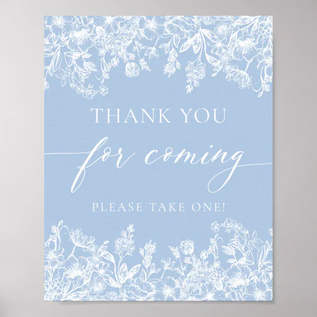 Dusty Blue Wildflower Thank You For Coming Sign | Zazzle