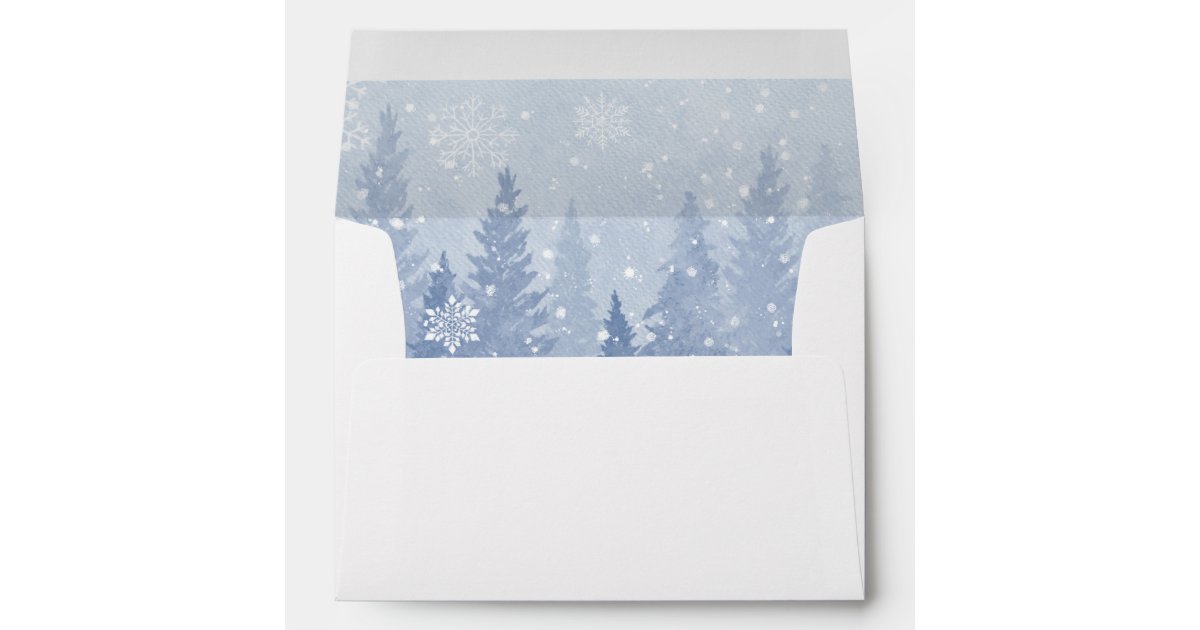 Dusty Blue Winter Scene Envelope | Zazzle