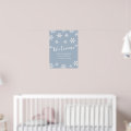 Dusty Blue Winter Snow Baby Shower Welcome poster | Zazzle