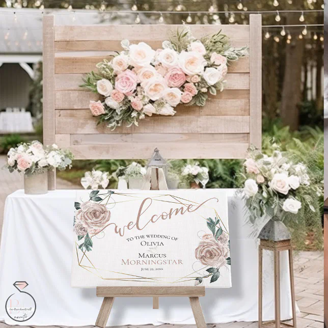 Dusty Blush Pink Rustic Floral Calligraphy Welcome Poster | Zazzle