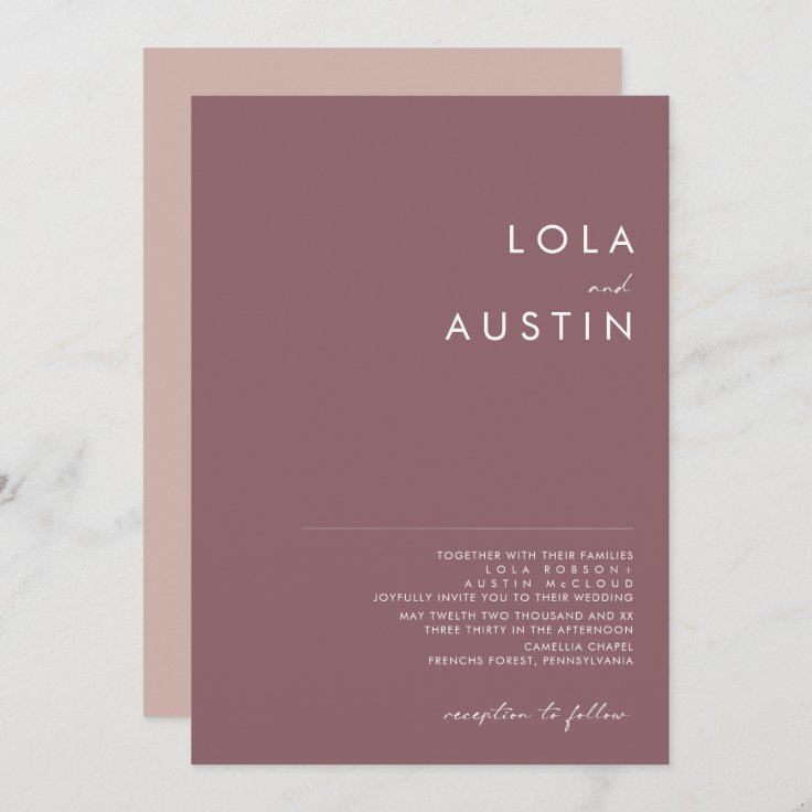 Dusty Boho | Purple and Rose Wedding Invitation | Zazzle
