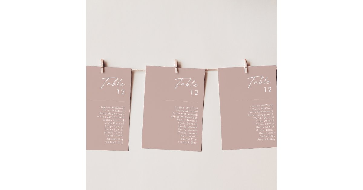 Dusty Boho | Rose Table Number Chart | Zazzle