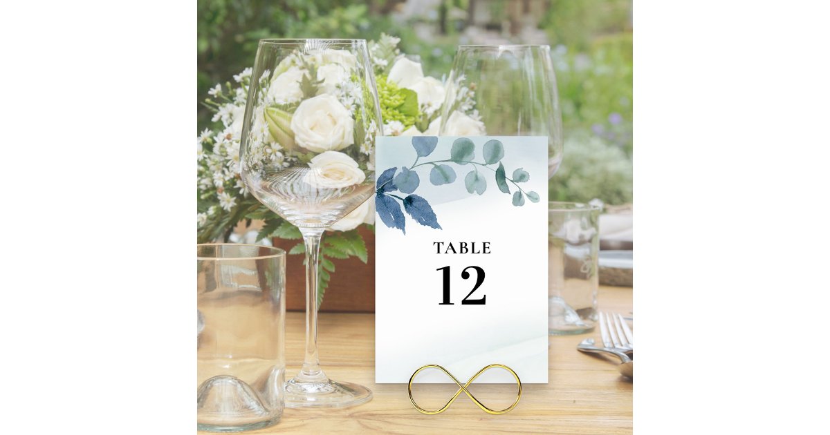 Dusty Eucalyptus Watercolor Foliage Table Number | Zazzle