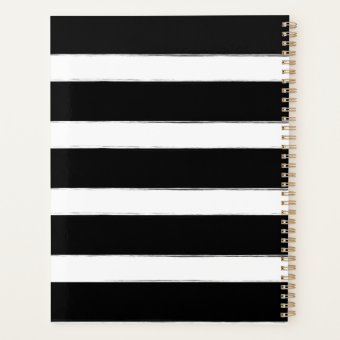 Dusty Floral Apple Black + White Stripe Teacher Planner | Zazzle