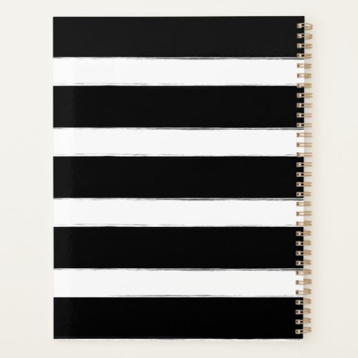Dusty Floral Apple Black + White Stripe Teacher Planner | Zazzle