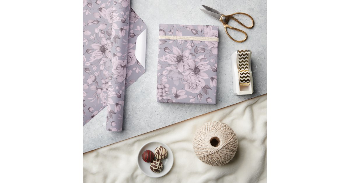 Dusty Lavender Floral Wrapping Paper | Zazzle