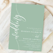 Dusty Mint Elegant Calligraphy Script Wedding Invitation | Zazzle
