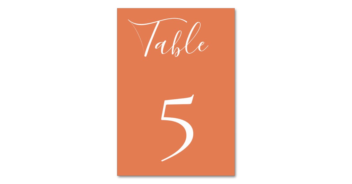 Dusty Orange Table Number Card | Zazzle