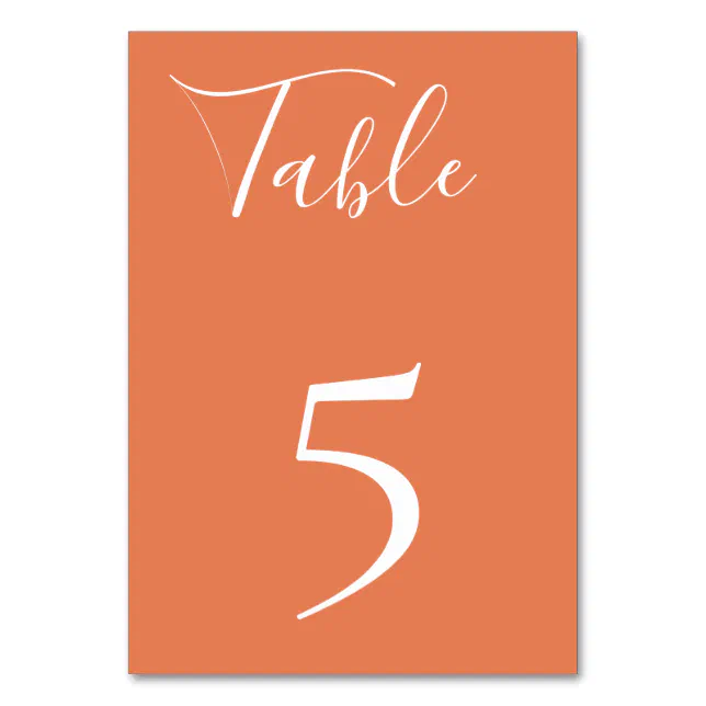Dusty Orange Table Number Card | Zazzle