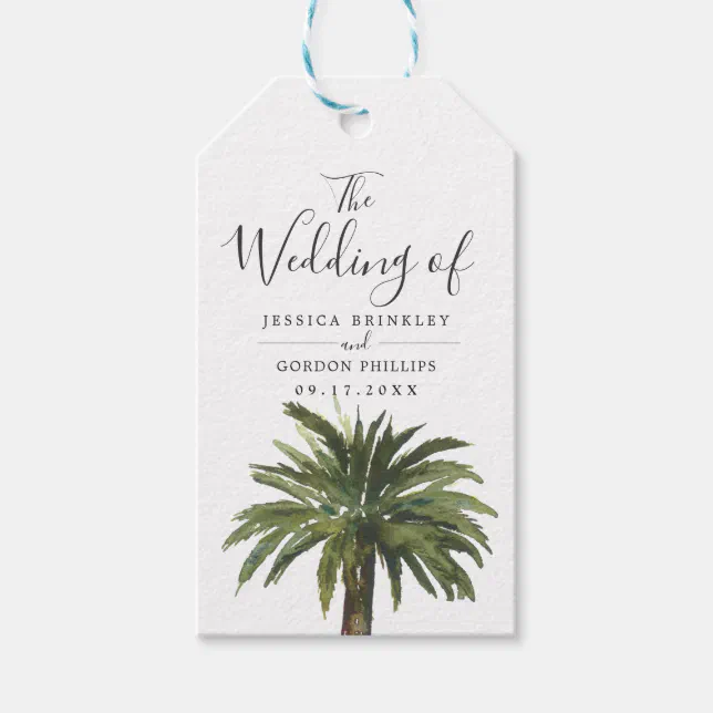 Dusty Palms | Wedding Program Hand Fan Gift Tags | Zazzle
