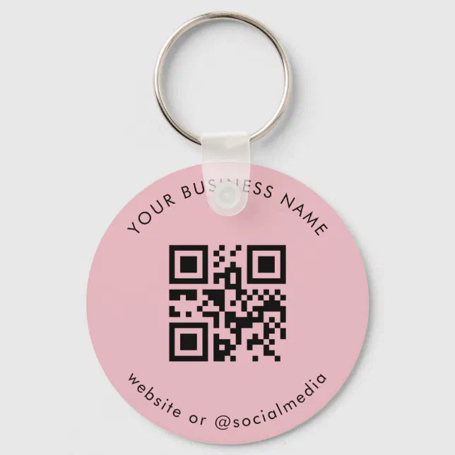 Dusty Pink Add Your Custom Business Qr Code Scan Keychain | Zazzle