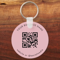 Dusty Pink Add Your Custom Business Qr Code Scan Keychain | Zazzle