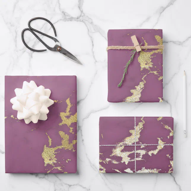 Dusty Pink and Gold Marble Look Wrapping Paper Sheets | Zazzle