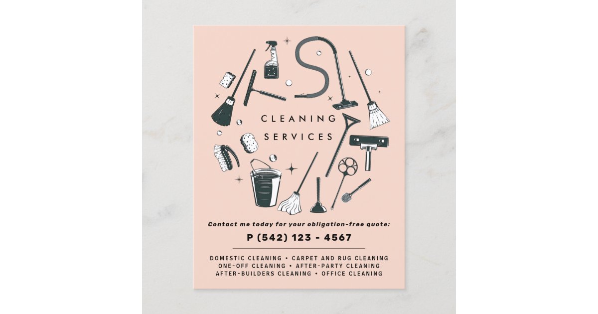 Dusty Pink Cleaning Services Flyer | Zazzle