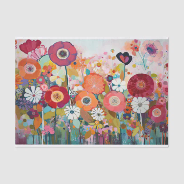 Dusty Pink Flowers Abstract Painting Decoupage Tissue Paper | Zazzle