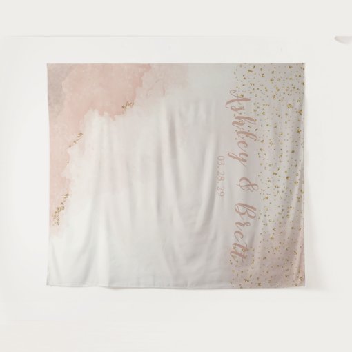 Dusty Pink Glitter Gold Wedding Photo Backdrop | Zazzle