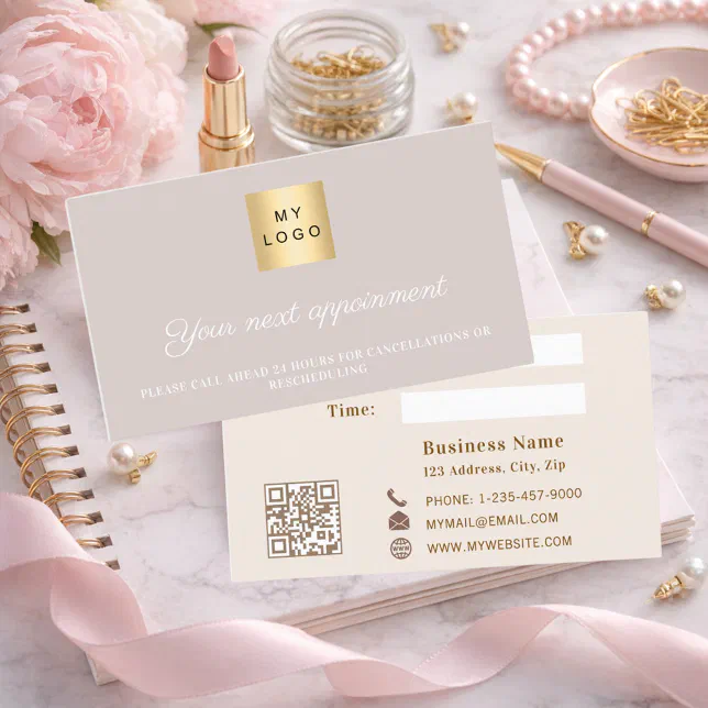 Dusty pink mauve QR business logo Discount Card | Zazzle