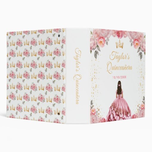 Dusty Pink Princess Quinceañera 3 Ring Binder | Zazzle