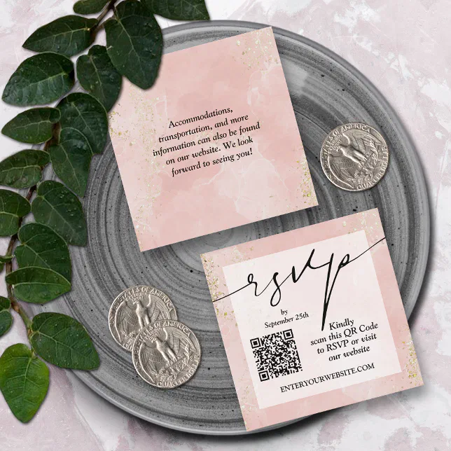 Dusty Pink QR Code Wedding Enclosure Card | Zazzle