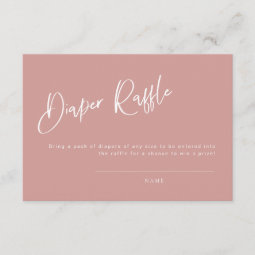 Dusty Pink/ Rose Baby Shower Diaper Raffle Card | Zazzle