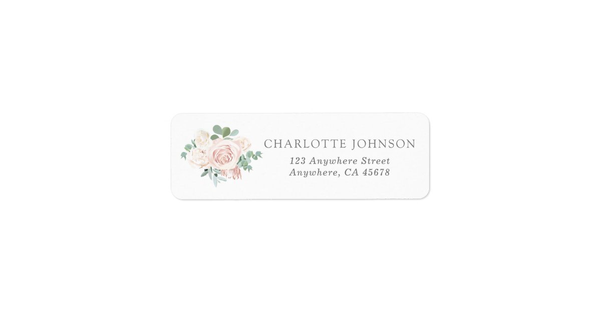 Dusty Pink Rose Eucalyptus Greenery Return Address Label | Zazzle