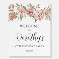 Dusty Pink Rose Floral 90th Birthday Welcome Foam Board | Zazzle