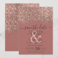 Dusty Pink Rose Gold Glitter Confetti Wedding Save The Date | Zazzle