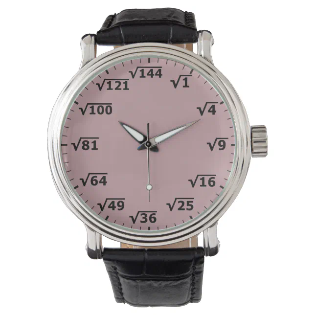 Dusty Pink Square Root Clock - Math Wrist Watch | Zazzle