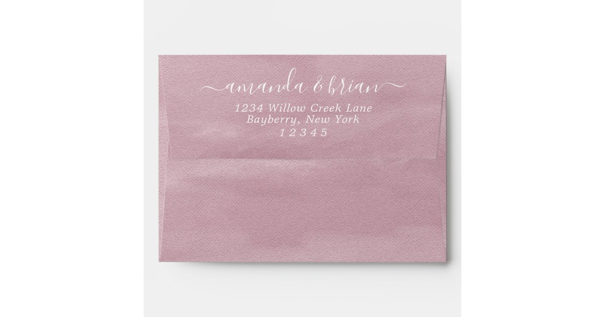 Dusty Pink Watercolor Paper Script Lettering 5x7 Envelope | Zazzle