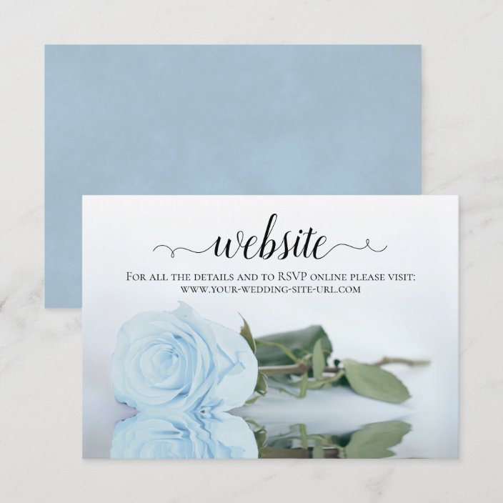 Dusty Powder Blue Rose Elegant Wedding Website Enclosure Card | Zazzle.com