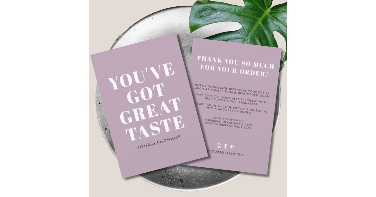 Dusty purple you've got great taste thank you card | Zazzle