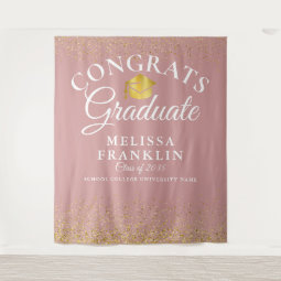 Dusty Rose And Gold Graduation Photo Backdrop | Zazzle