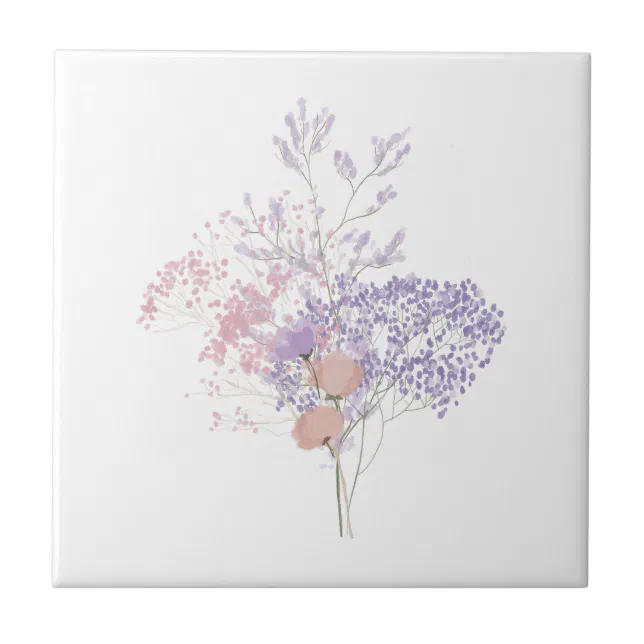Dusty Rose and Lavender Delicate Wildflower Ceramic Tile | Zazzle
