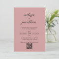 Dusty Rose & Black Script Photo QR Code Wedding Invitation | Zazzle