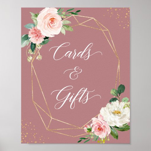 Dusty Rose Blush Floral Cards and Gifts Sign | Zazzle