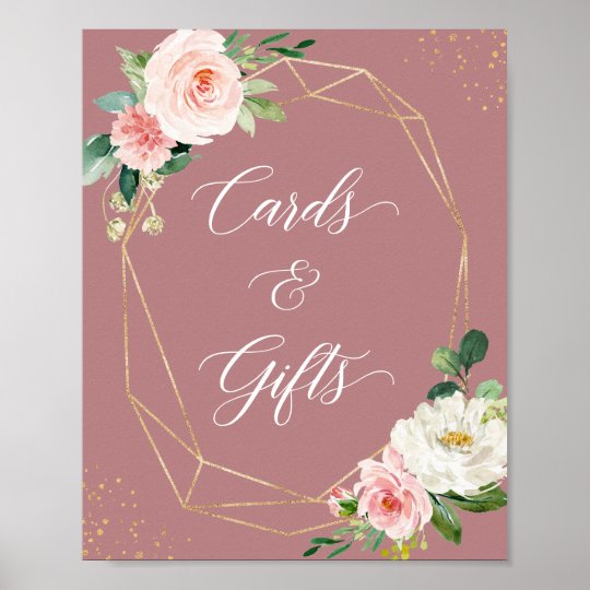 Dusty Rose Blush Floral Cards and Gifts Sign | Zazzle.com